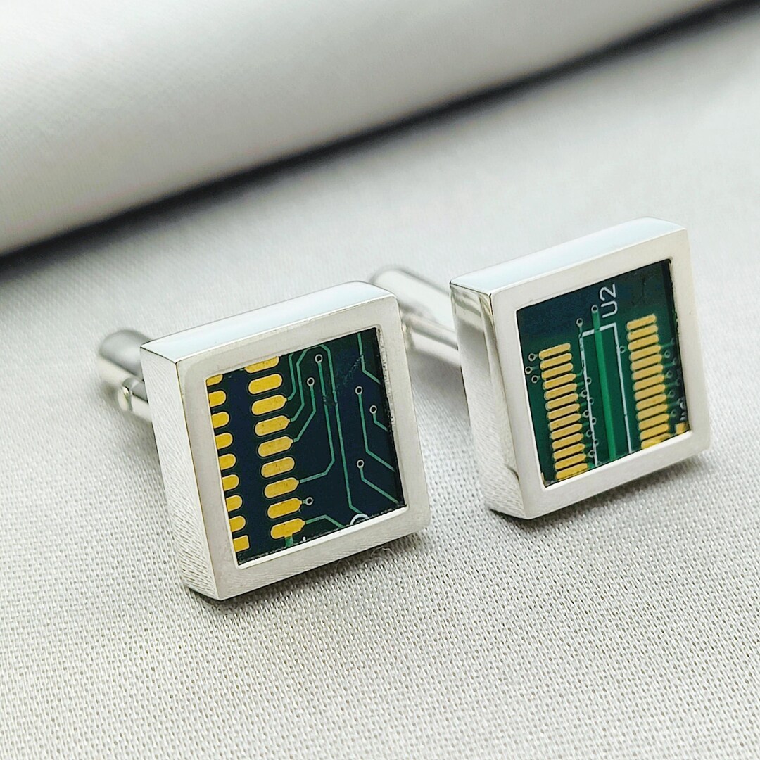 Computer Circuit Board Cufflinks in Sterling Silver - Etsy