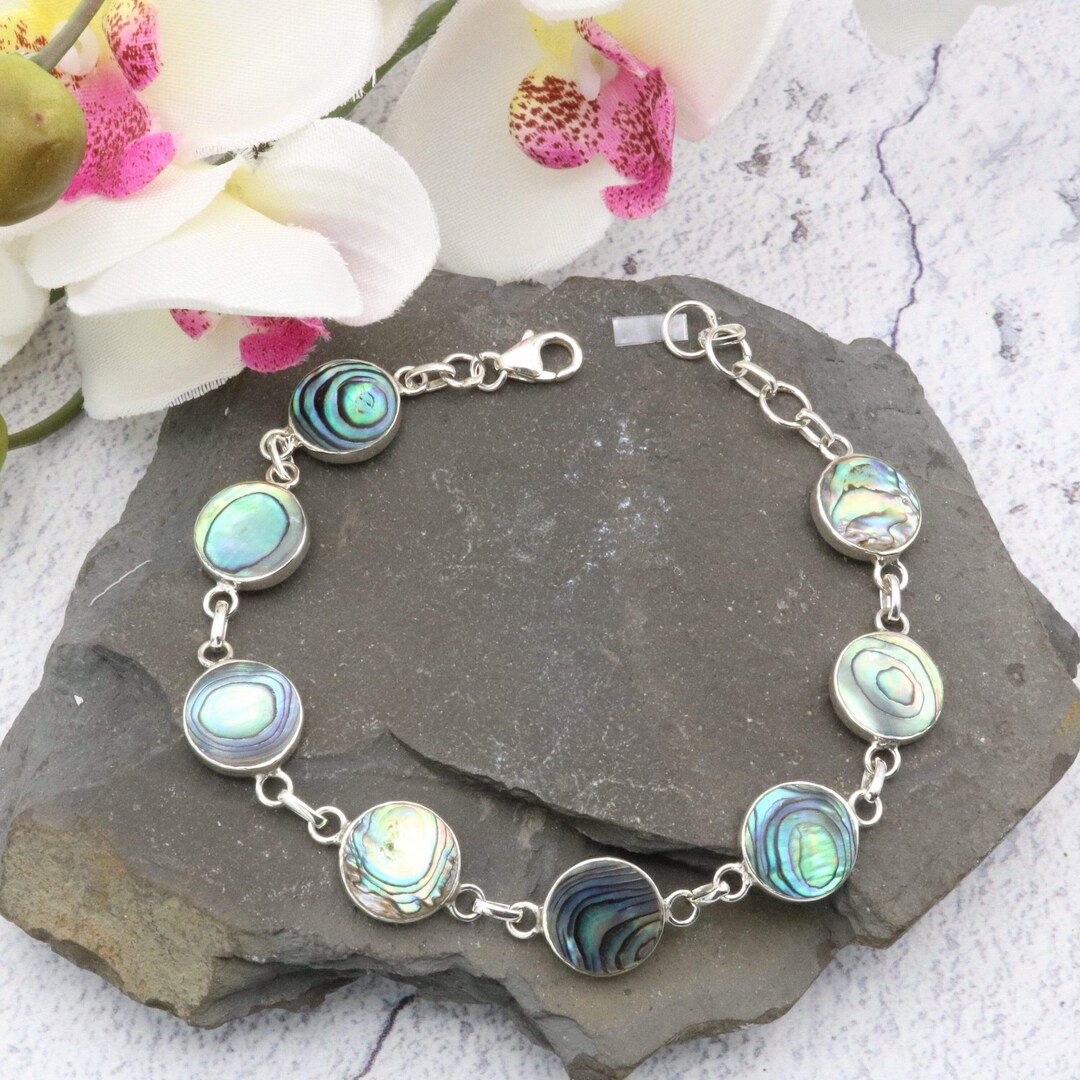 Abalone Shell Bracelet Eight Circles Sterling Silver - Etsy