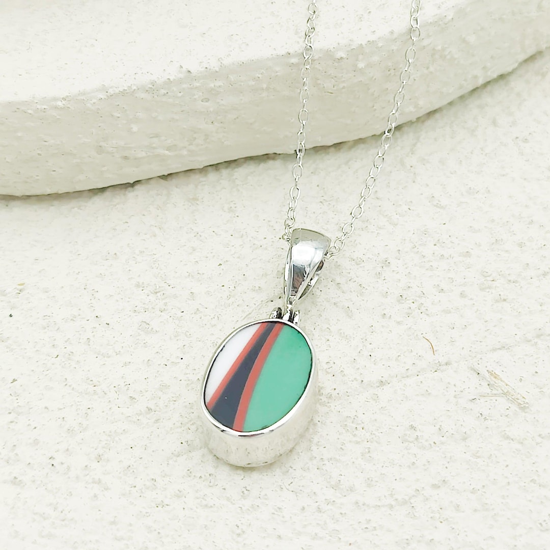 Art Deco Pendant | Oval Clarice Cliff Necklace | 25mm Long | Five ...