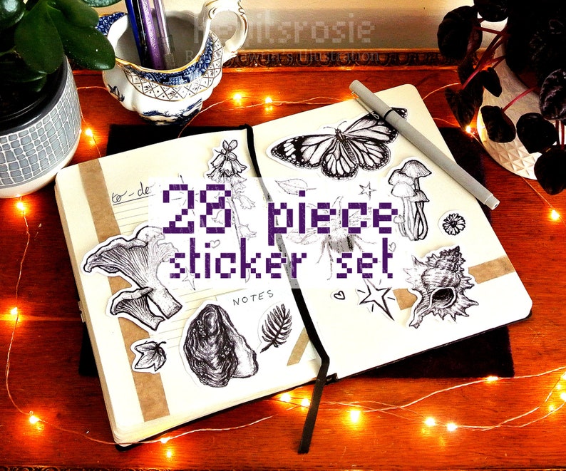 Flora and Fauna Sticker Set Aesthetic Nature Inspired - Etsy