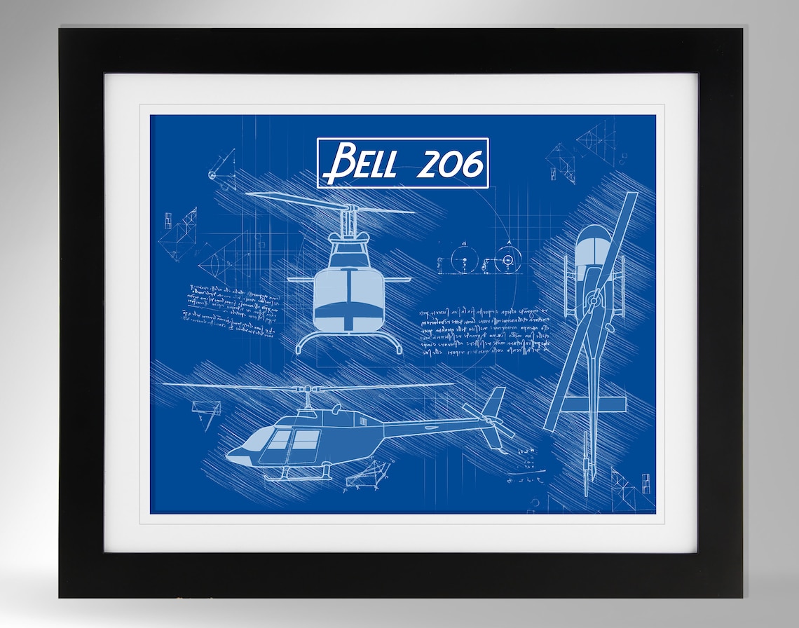 Bell Helicopter 206 Jetranger Sketch Print Multiple Options - Etsy