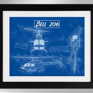 Bell Helicopter 206 Jetranger Sketch Print - Multiple Options (#647 ...