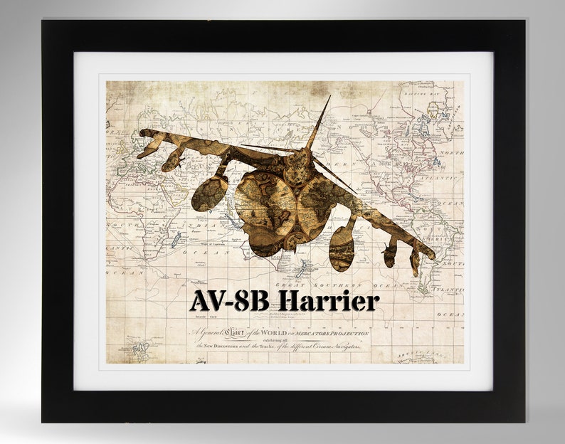Mcdonnell Douglas AV-8B Harrier II Map Wall Art Print 2 | Etsy