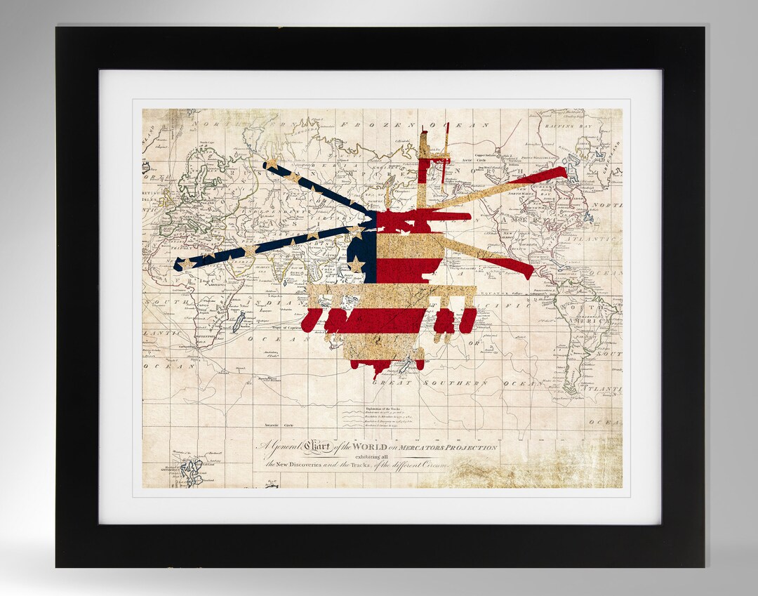 Boeing AH-64 Attack Helicopter Wall Art Map/flag Print (2 Options), US ...