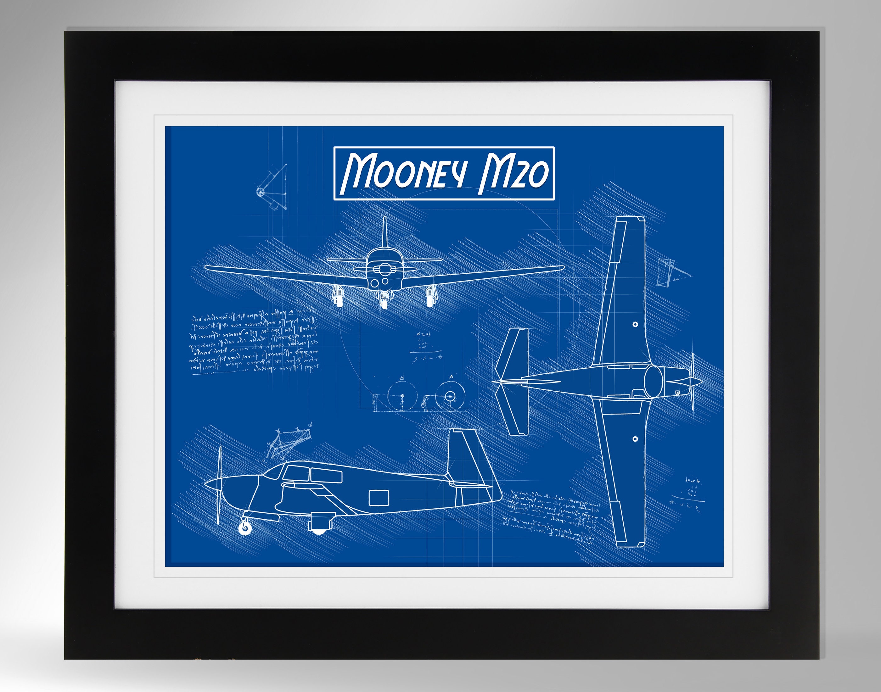 Mooney M20 Airplane Sketch-effect Print Multiple Options | Etsy