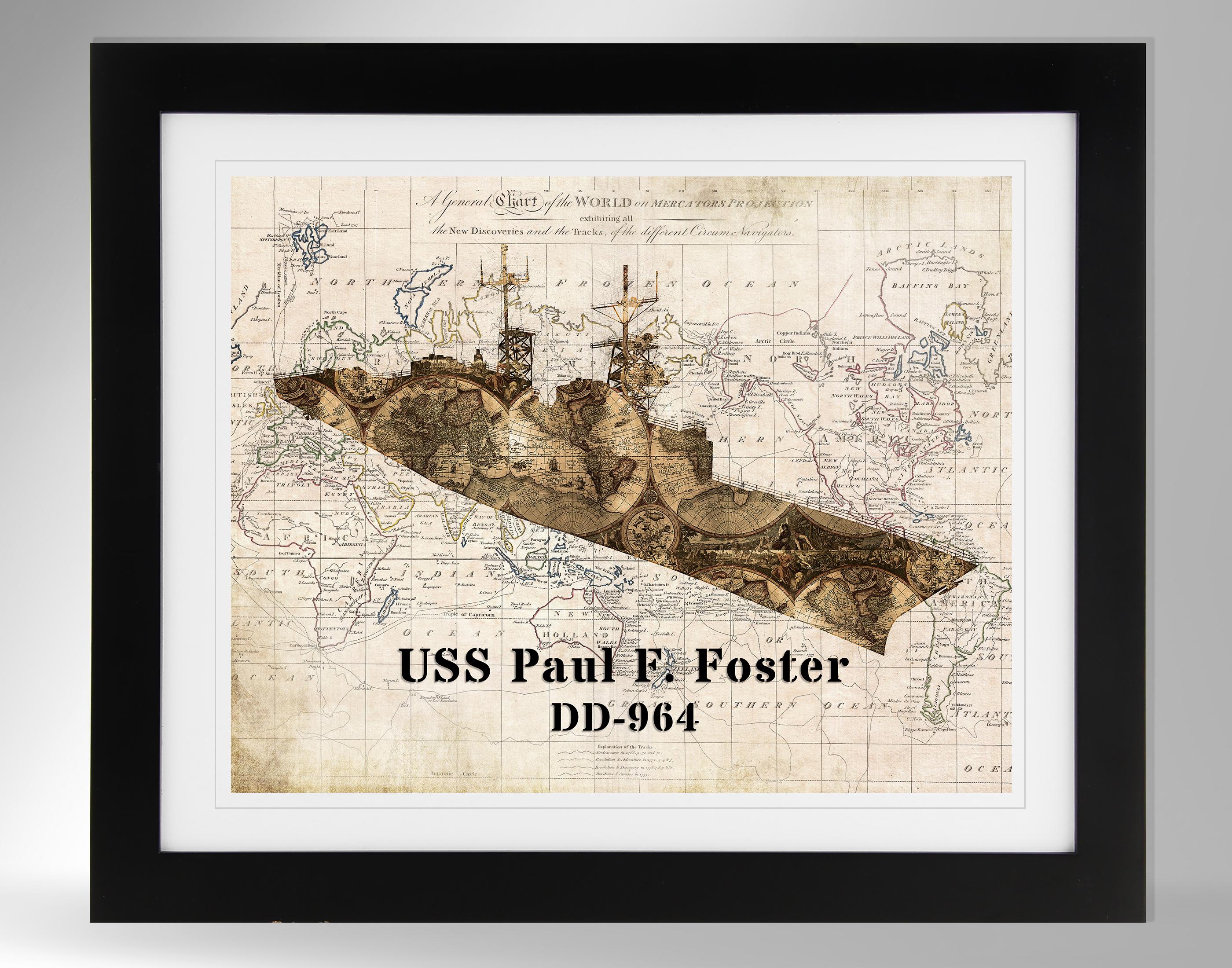 USS Paul F Foster Destroyer Silhouette Print Poster Wall Art (6 Options ...