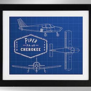 Piper PA-28 Cherokee Airplane Print - Multiple Options (#524), Private ...