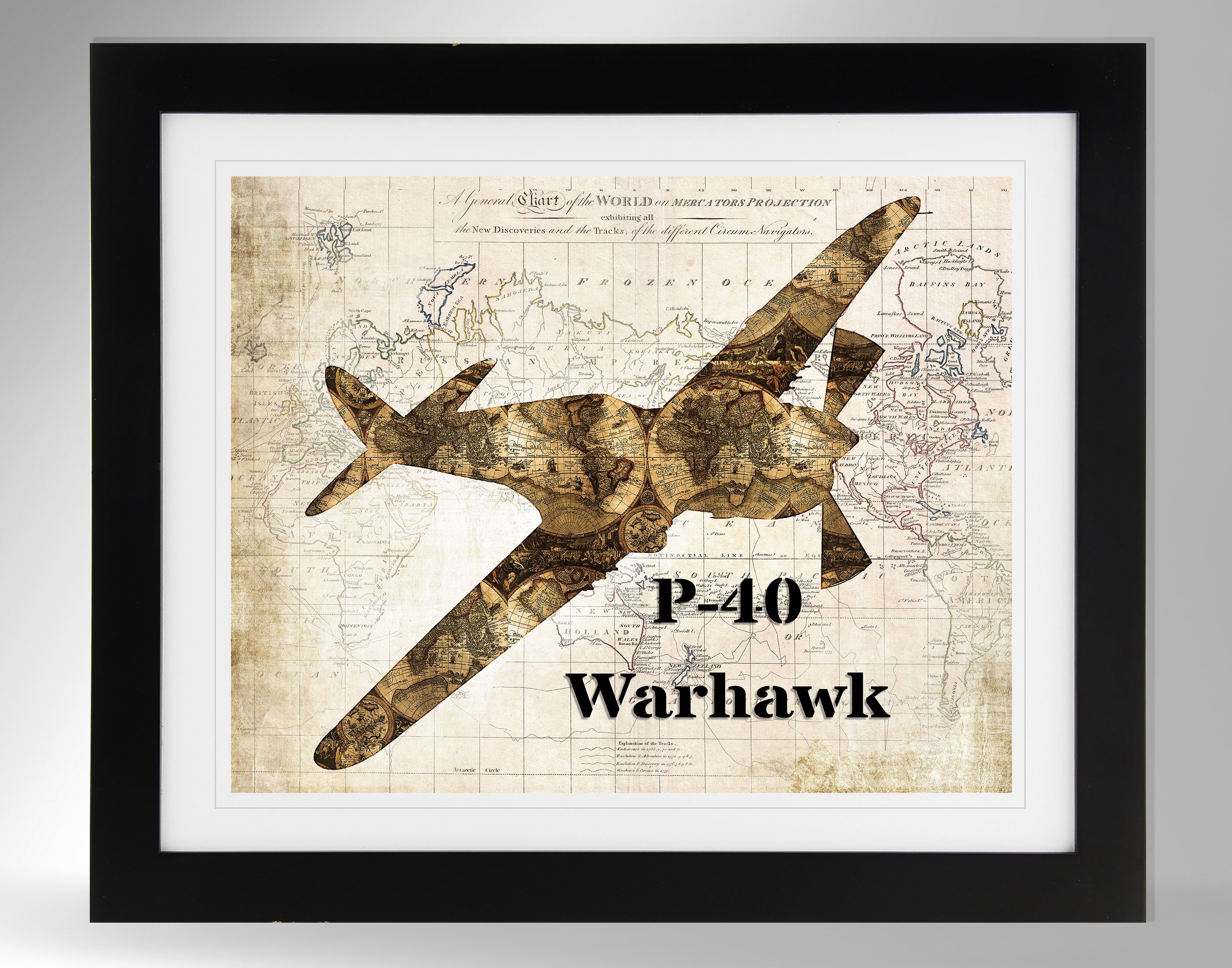 Curtiss P-40 Warhawk Wall Art Map Print 2 Options Curtiss | Etsy