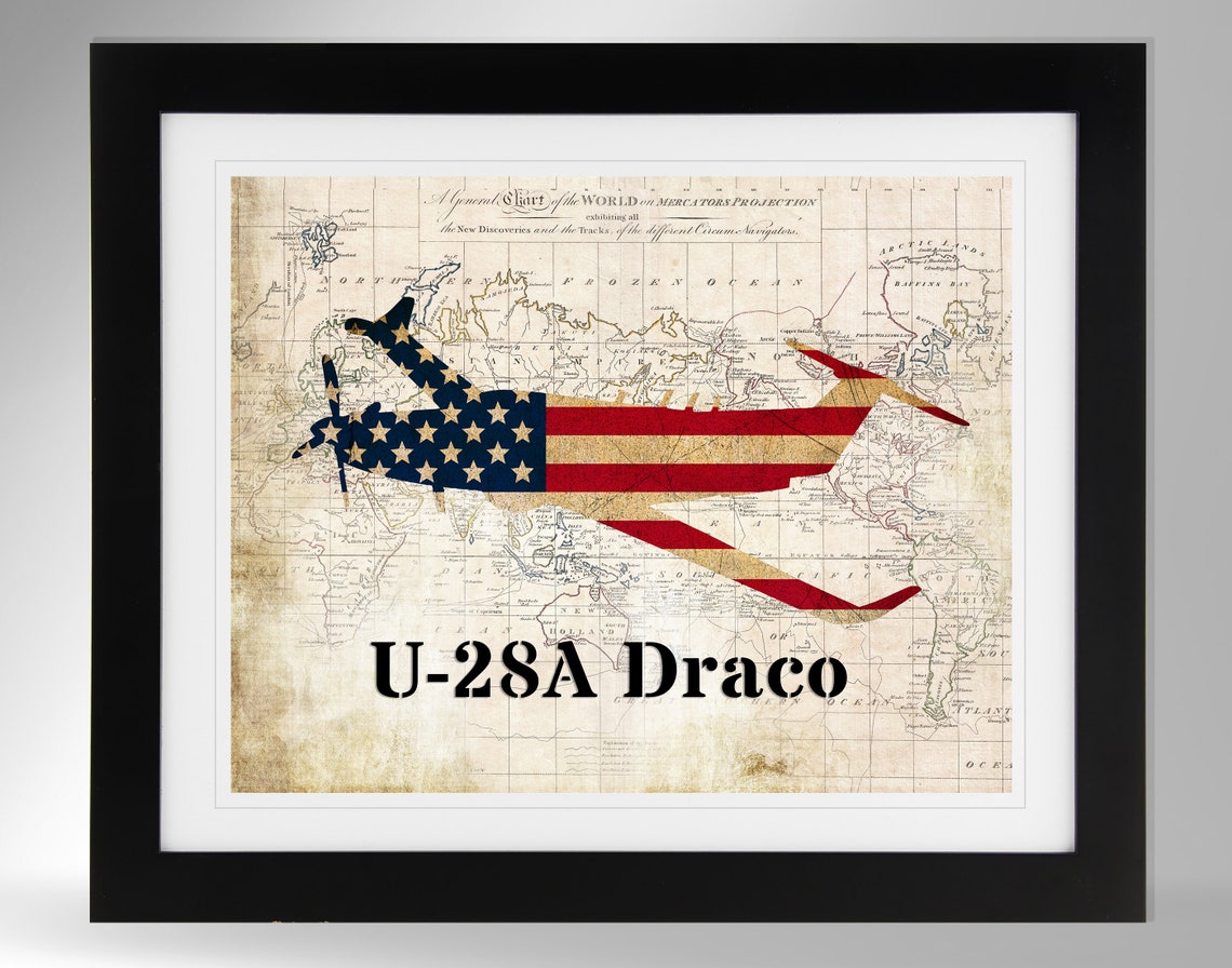 Pilatus U-28A Draco Wall Art - Map/flag Silhouette Print - Multiple ...