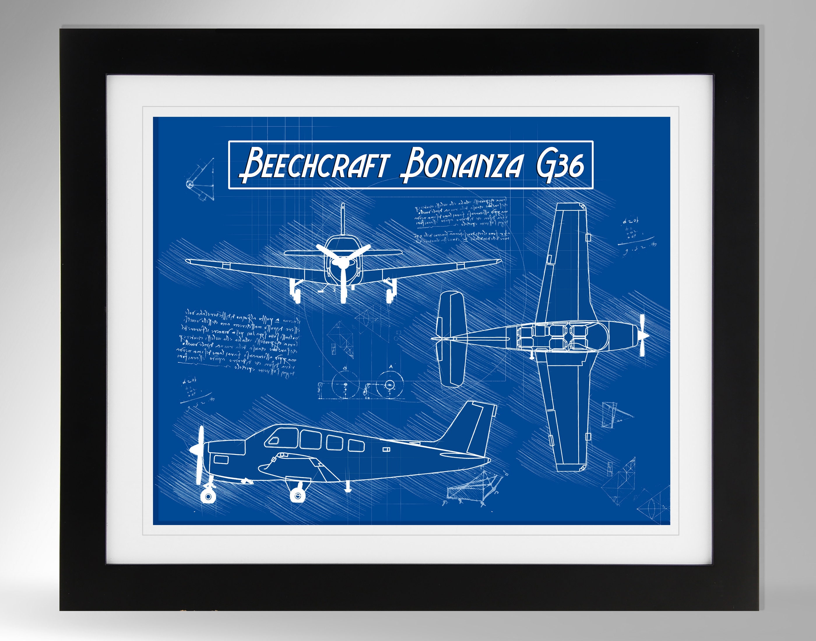 Beechcraft Bonanza G36 Airplane Sketch Print - Multiple Options (#645 ...