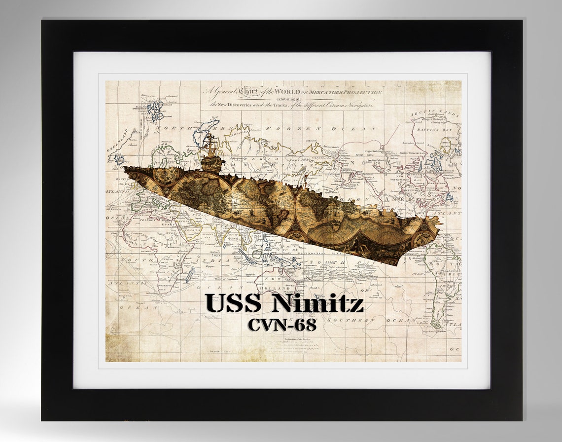 USS Nimitz Aircraft Carrier Wall Art Map Print 4 Options US - Etsy