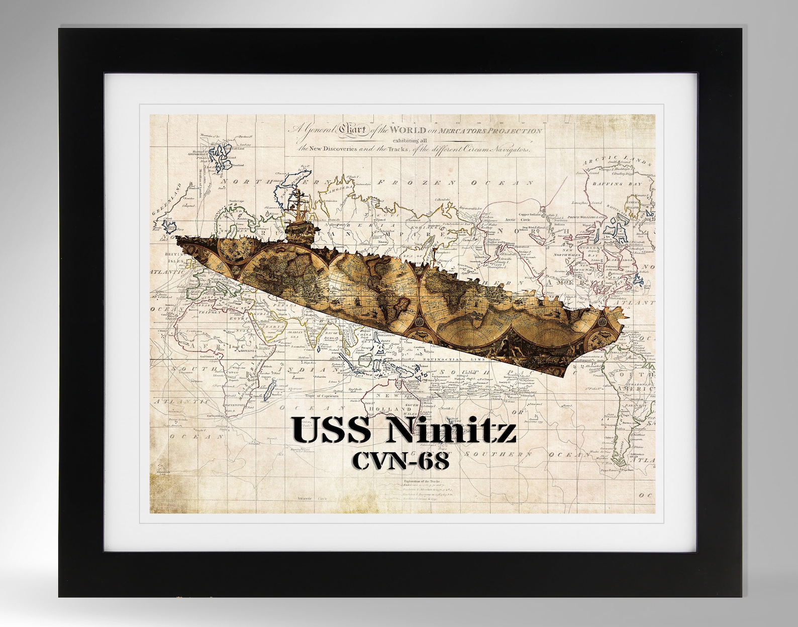 USS Nimitz Aircraft Carrier Wall Art Map Print (4 Options), US Navy ...