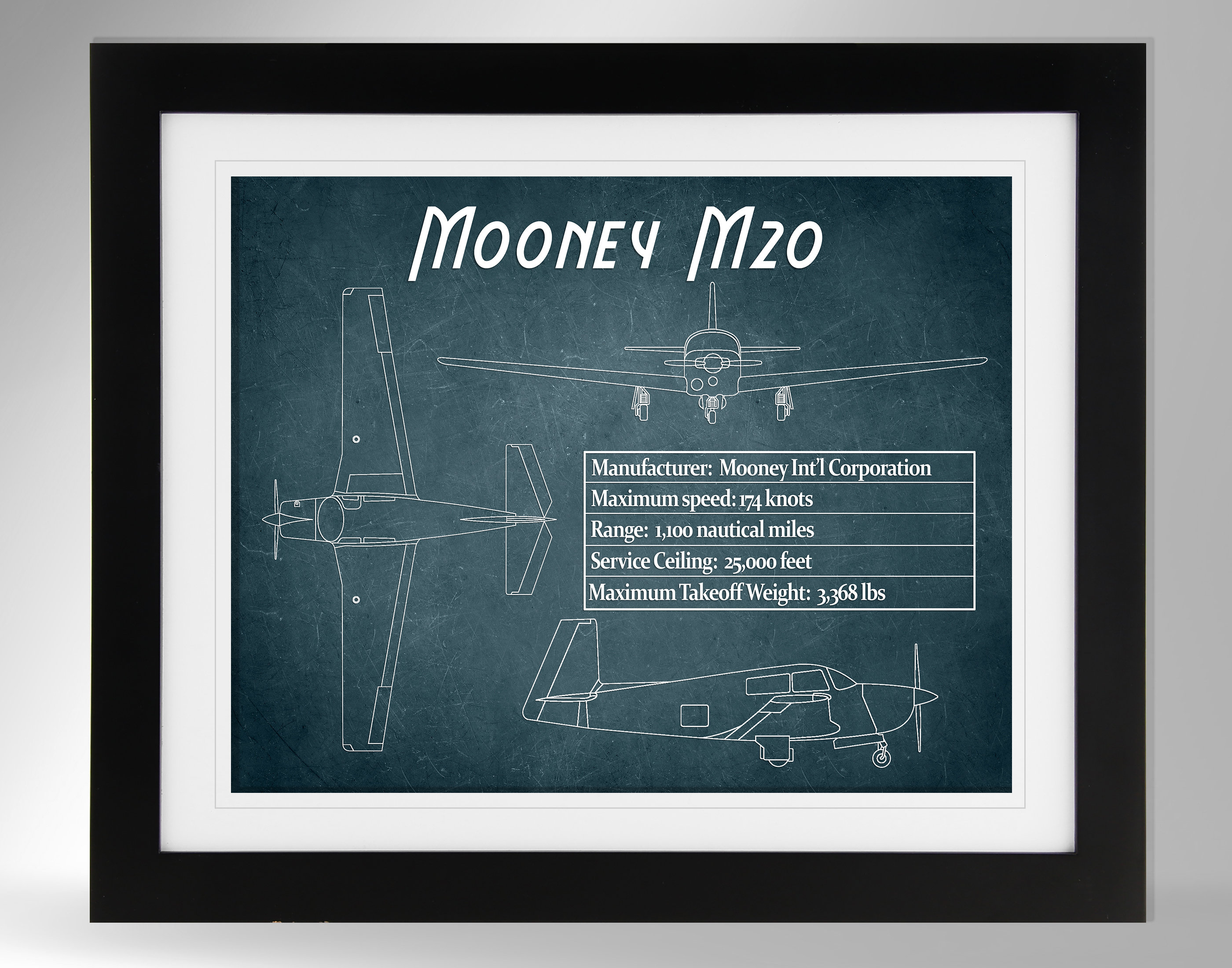 Mooney M20 Airplane Specifications Print Multiple Options | Etsy