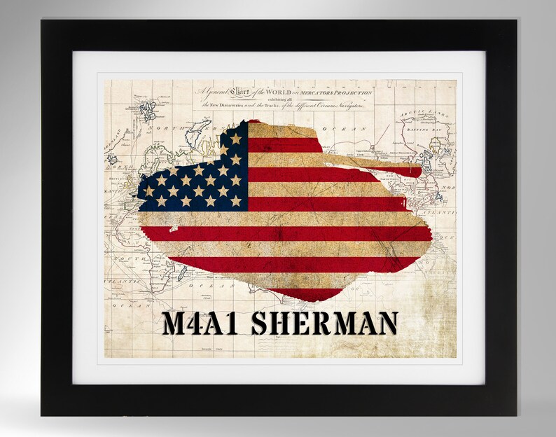 M4 Sherman Medium Tank Art Map/flag Print 6 Options M4A1 | Etsy