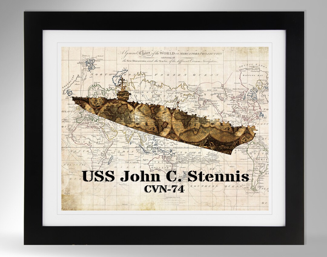 USS John C. Stennis Aircraft Carrier Map Print Wall Art (2 Options), US ...