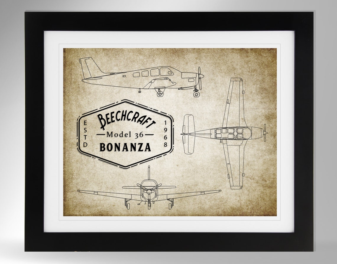 Beechcraft Bonanza Model 36 Airplane Print Multiple Options | Etsy