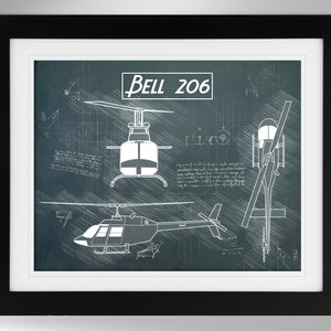 Bell Helicopter 206 Jetranger Sketch Print - Multiple Options (#647 ...