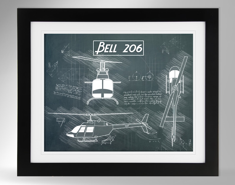 Bell Helicopter 206 Jetranger Sketch Print Multiple Options - Etsy
