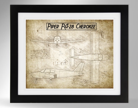 Piper PA-28 Cherokee Airplane Sketch-effect Print Multiple | Etsy
