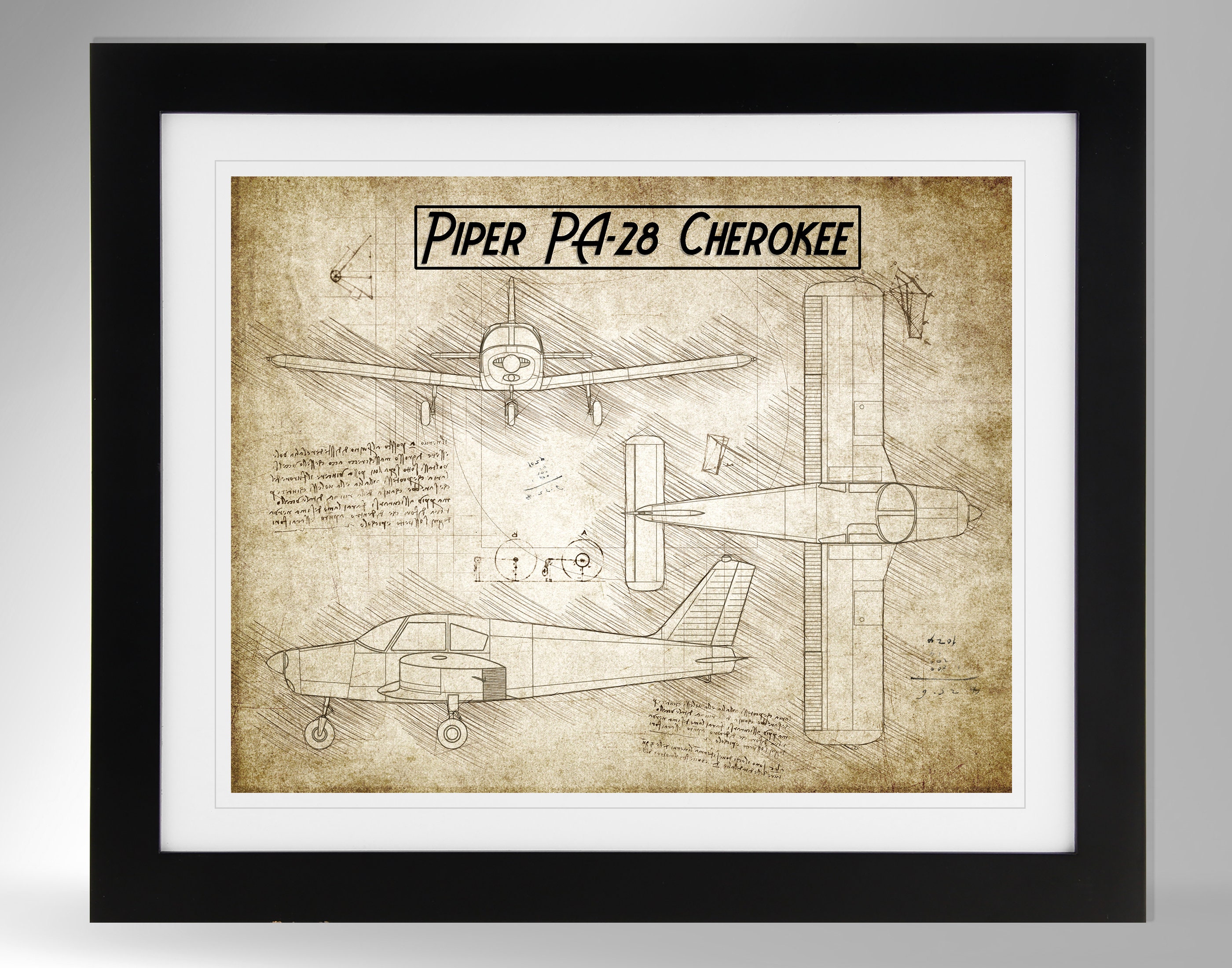 Piper PA-28 Cherokee Airplane Sketch-effect Print Multiple - Etsy