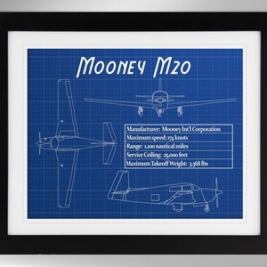 Mooney M20 Airplane Specifications Print - Multiple Options (#529 ...