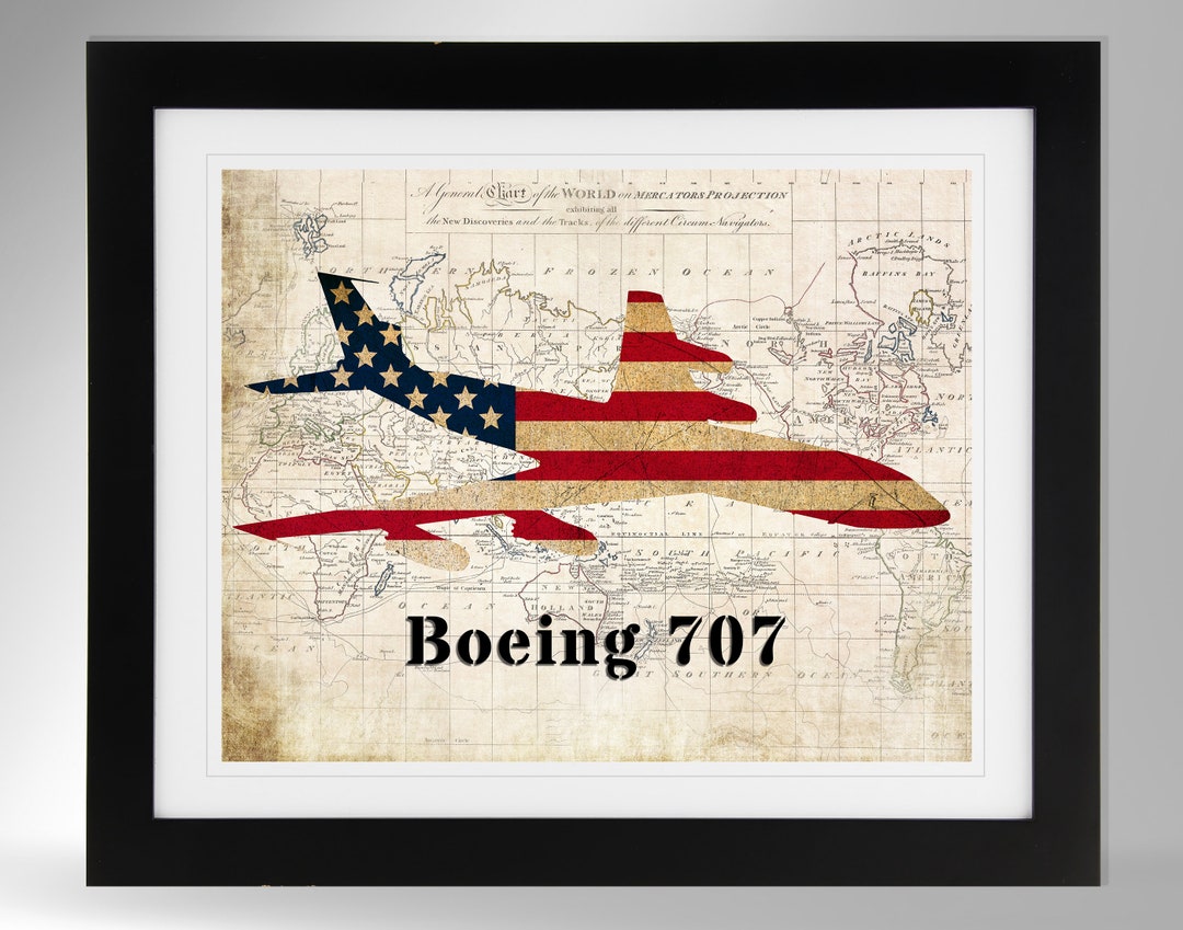 Boeing 707 Wall Art Map/flag Print (2 Options), Commercial Airliner ...
