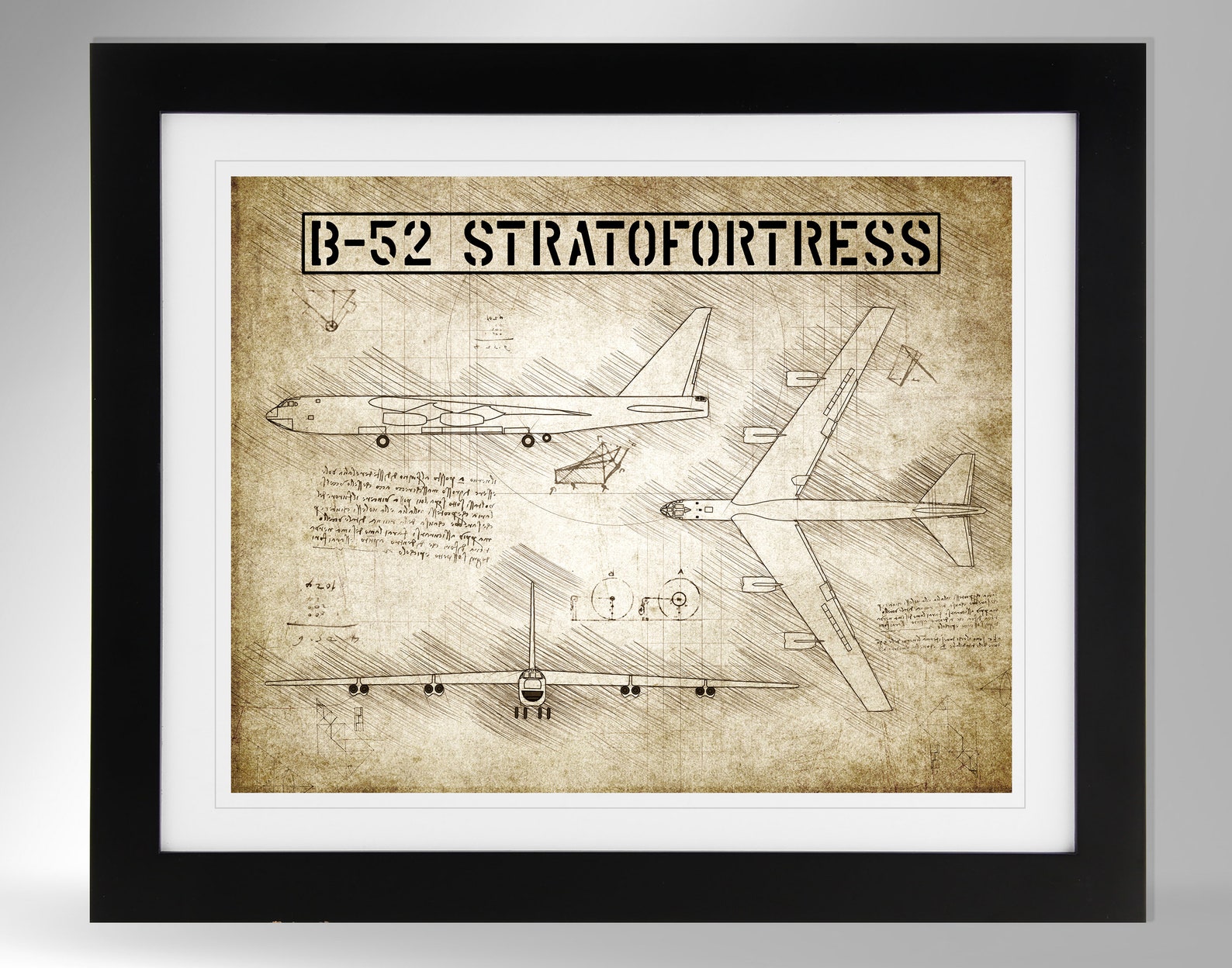 Boeing B-52 Stratofortress Sketch-effect Prints - Multiple Options ...