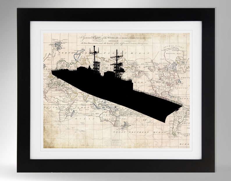 USS Cushing Destroyer Silhouette Print Poster Wall Art (6 Options), DD ...