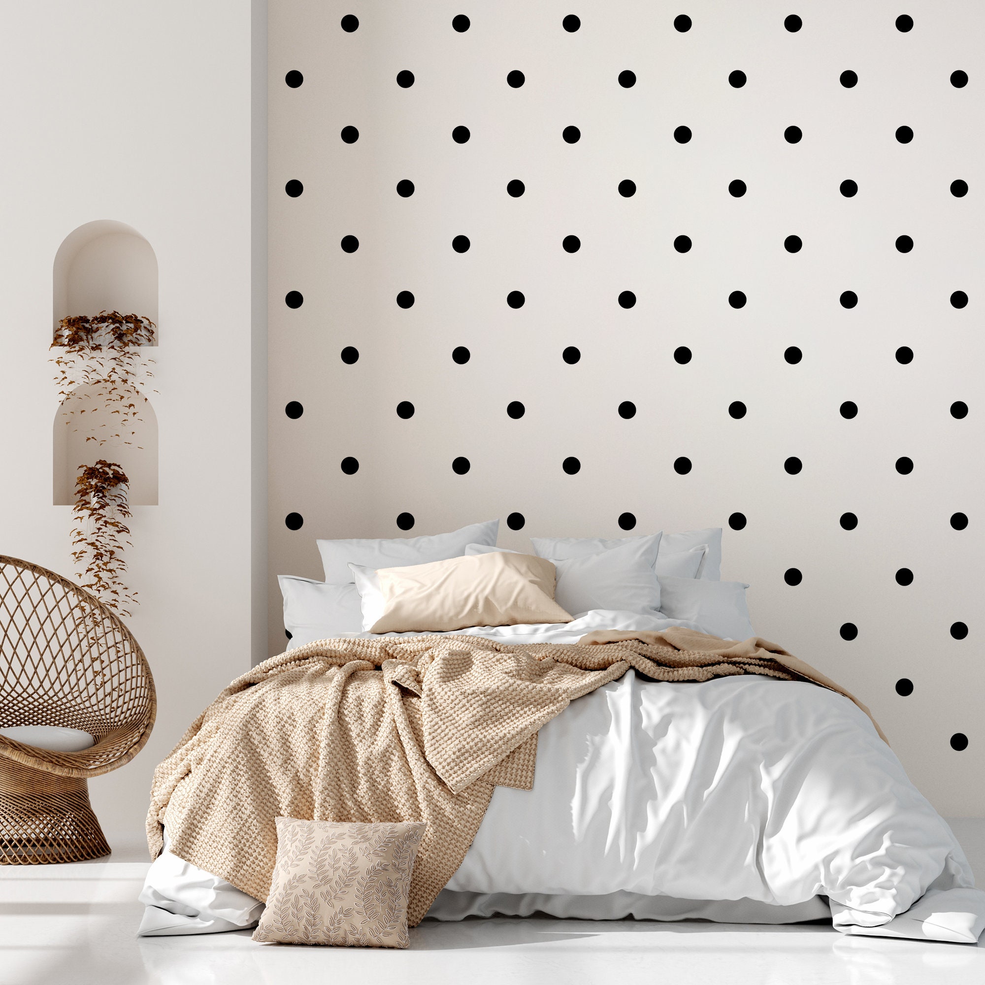 Black and White Polka Dots Wallpaper, Geometric Self Adhesive Wall ...