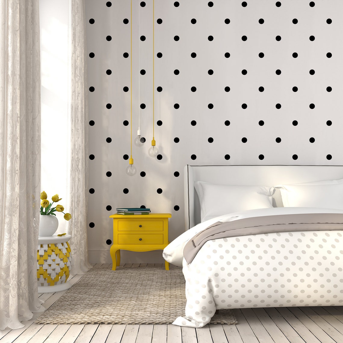 Black and White Polka Dots Wallpaper Geometric Self Adhesive - Etsy