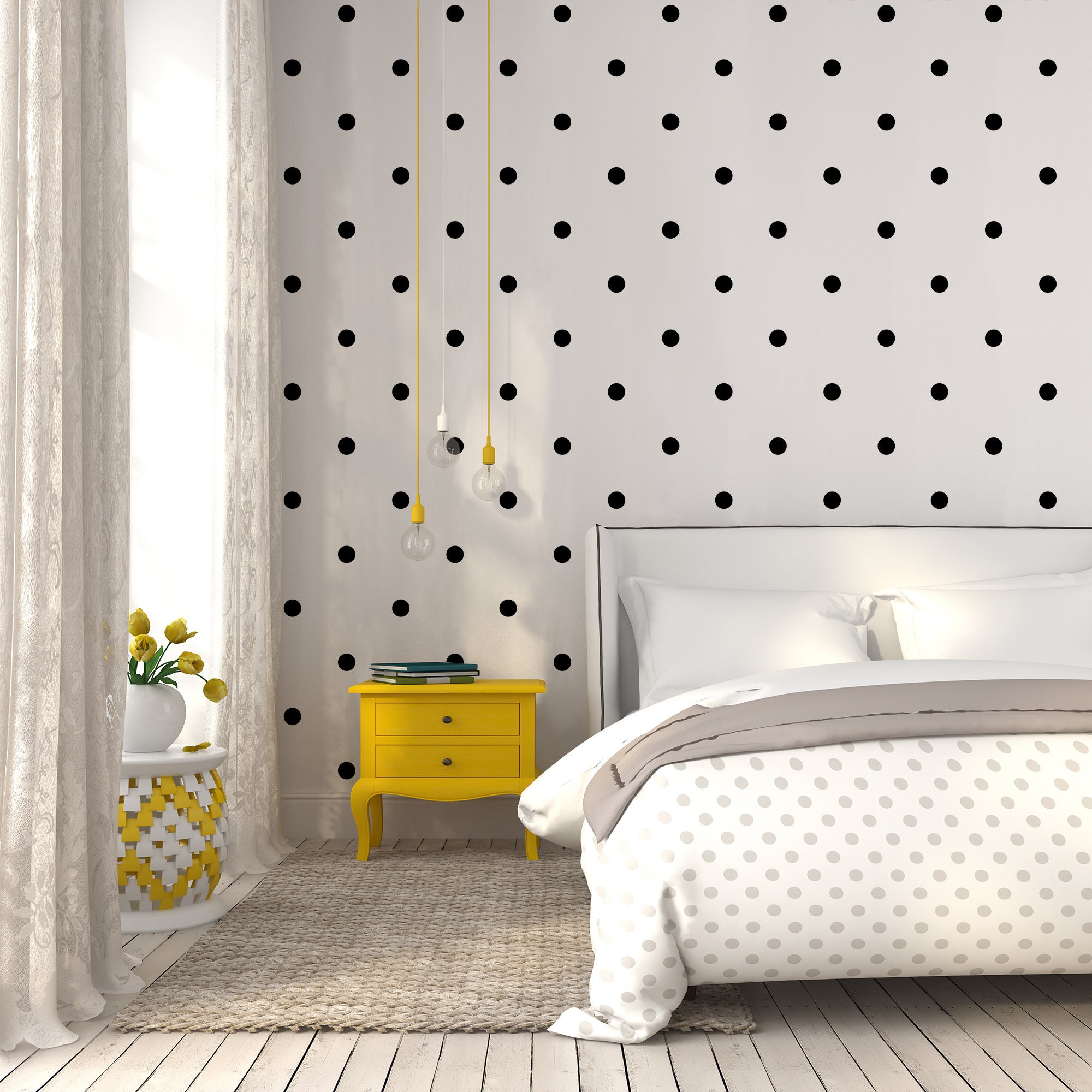 Black and White Polka Dots Wallpaper, Geometric Self Adhesive Wall ...