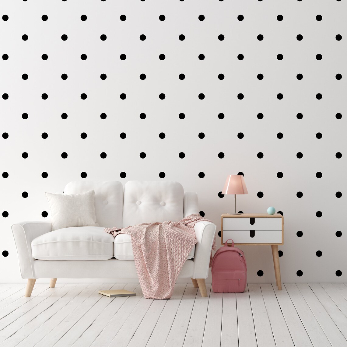 Black and White Polka Dots Wallpaper Geometric Self Adhesive | Etsy