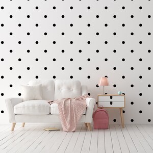 Black and White Polka Dots Wallpaper, Geometric Self Adhesive Wall ...
