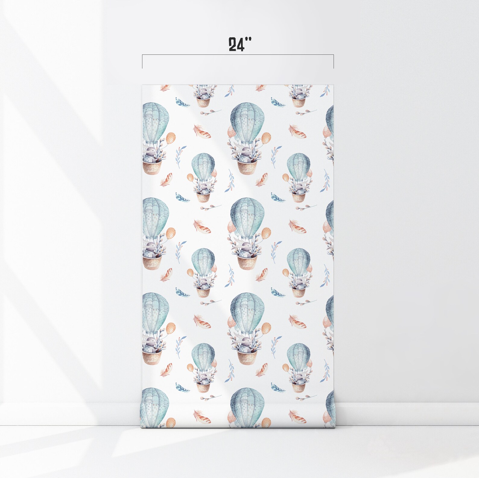 Cute Rabbit Removable Wallpaper Air Balloon Self Adhesive - Etsy