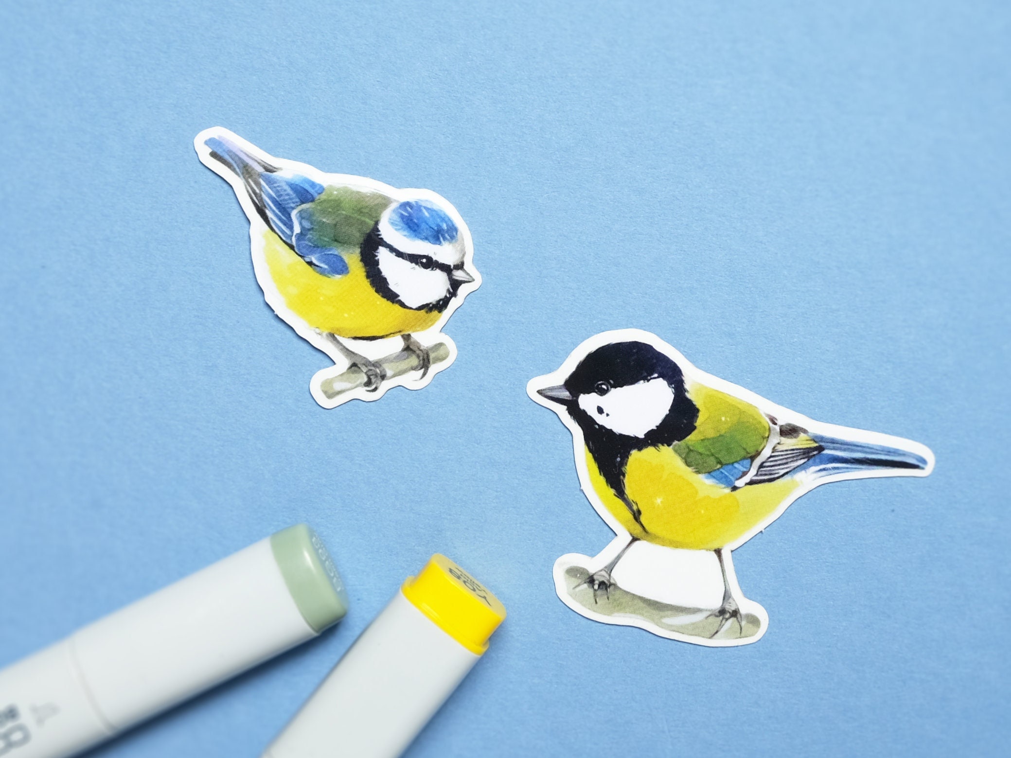 Blue Tit Great Tit Transparent Sticker Duo Bird Watcher Gift Ideas ...