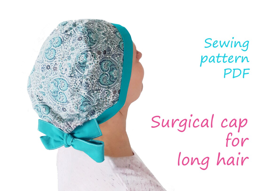Surgical cap pattern Nurse cap with space for long hair | Etsy