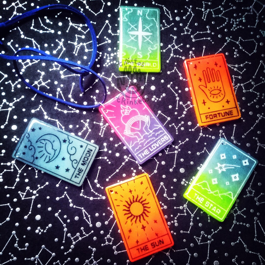 Tarot PENDANT Glow in the Dark, Tarot, Occult, Neon, Rave, Cyberpunk ...