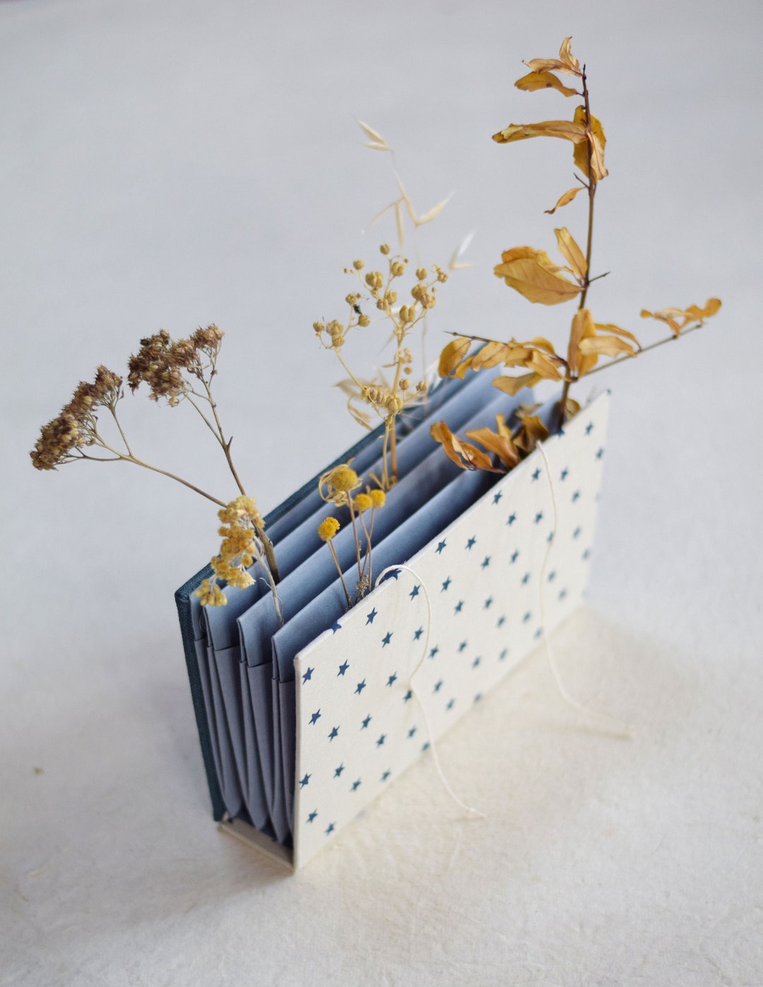 Paper and Fabric Document Holder With Blue Stars, Handmade Origami ...