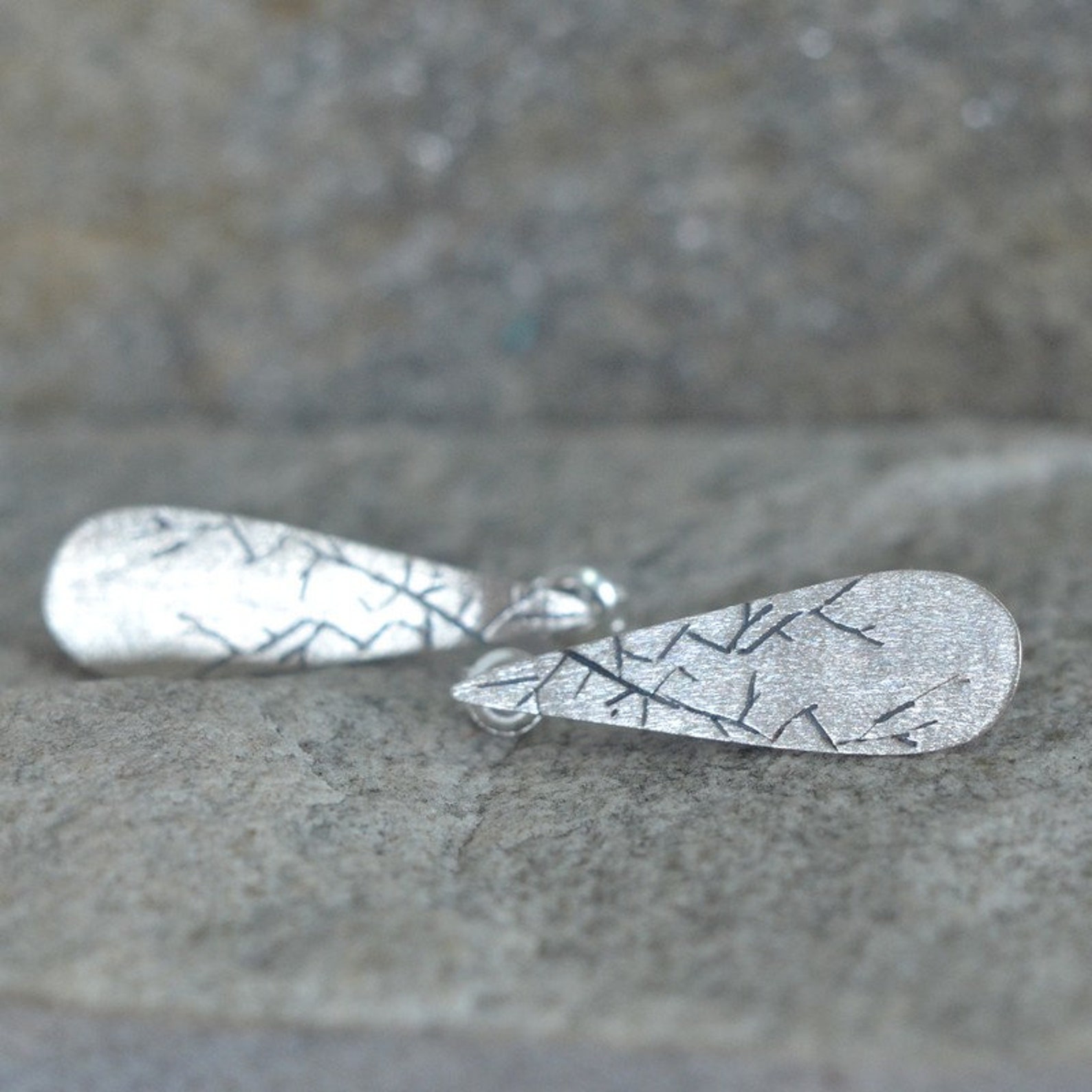 Sterling Silver Kintsugi Earrings, Minimalist Unique Earring, Organic ...