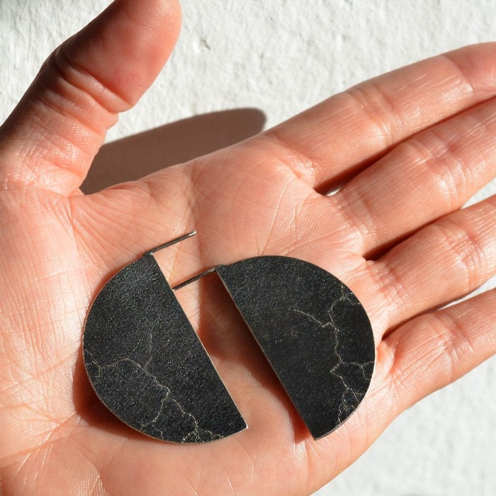 Sterling Silver Kintsugi Earrings Minimalist Unique Earring - Etsy