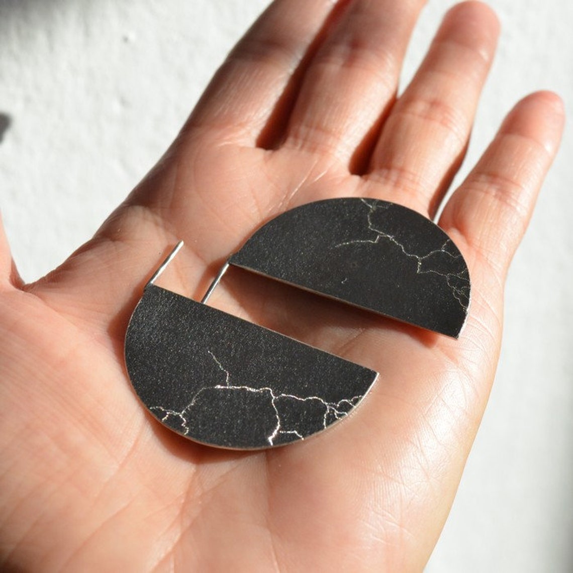 Sterling Silver Kintsugi Earrings Minimalist Unique Earring - Etsy