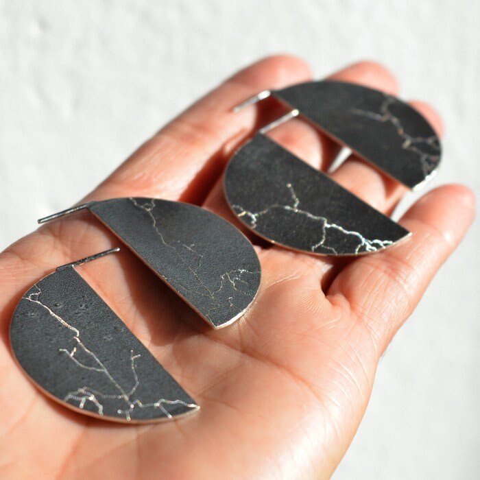 Sterling Silver Kintsugi Earrings Minimalist Unique Earring - Etsy