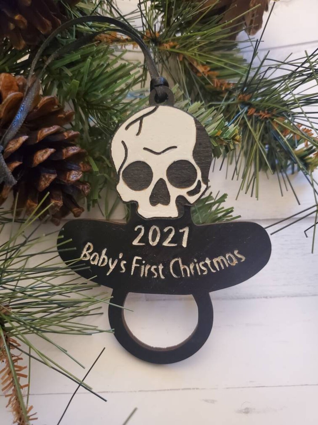 Goth Baby's First Christmas Pacifier Ornament can Be - Etsy