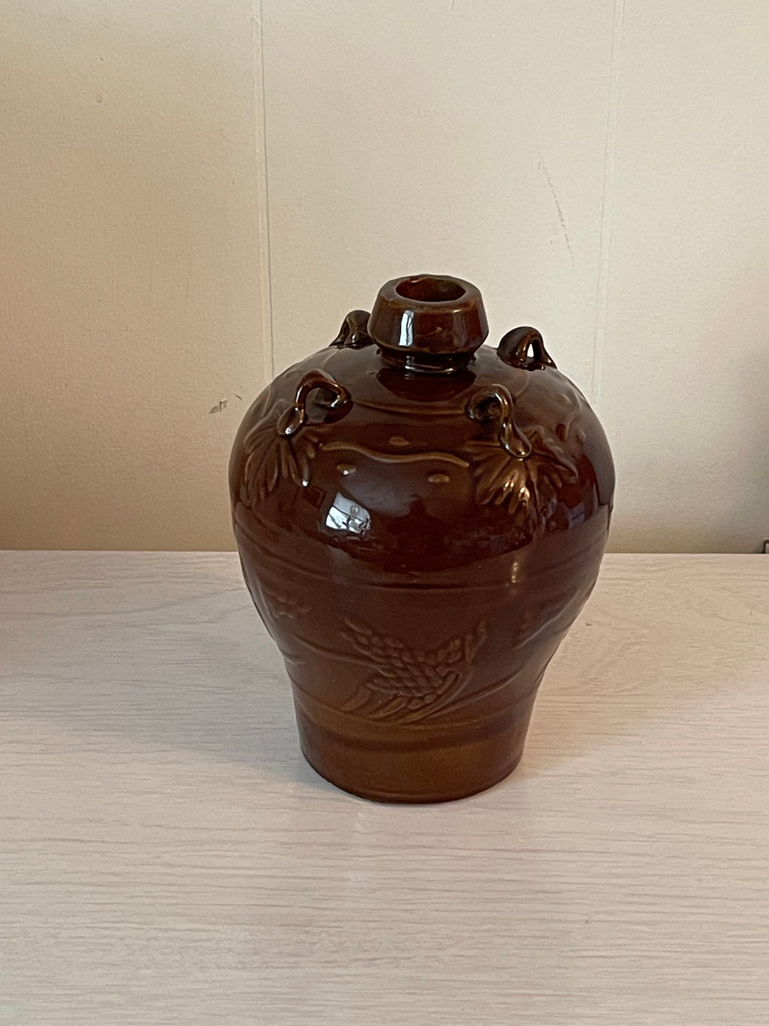 Vintage Brown Glazed Beer Flagon Jug - Etsy