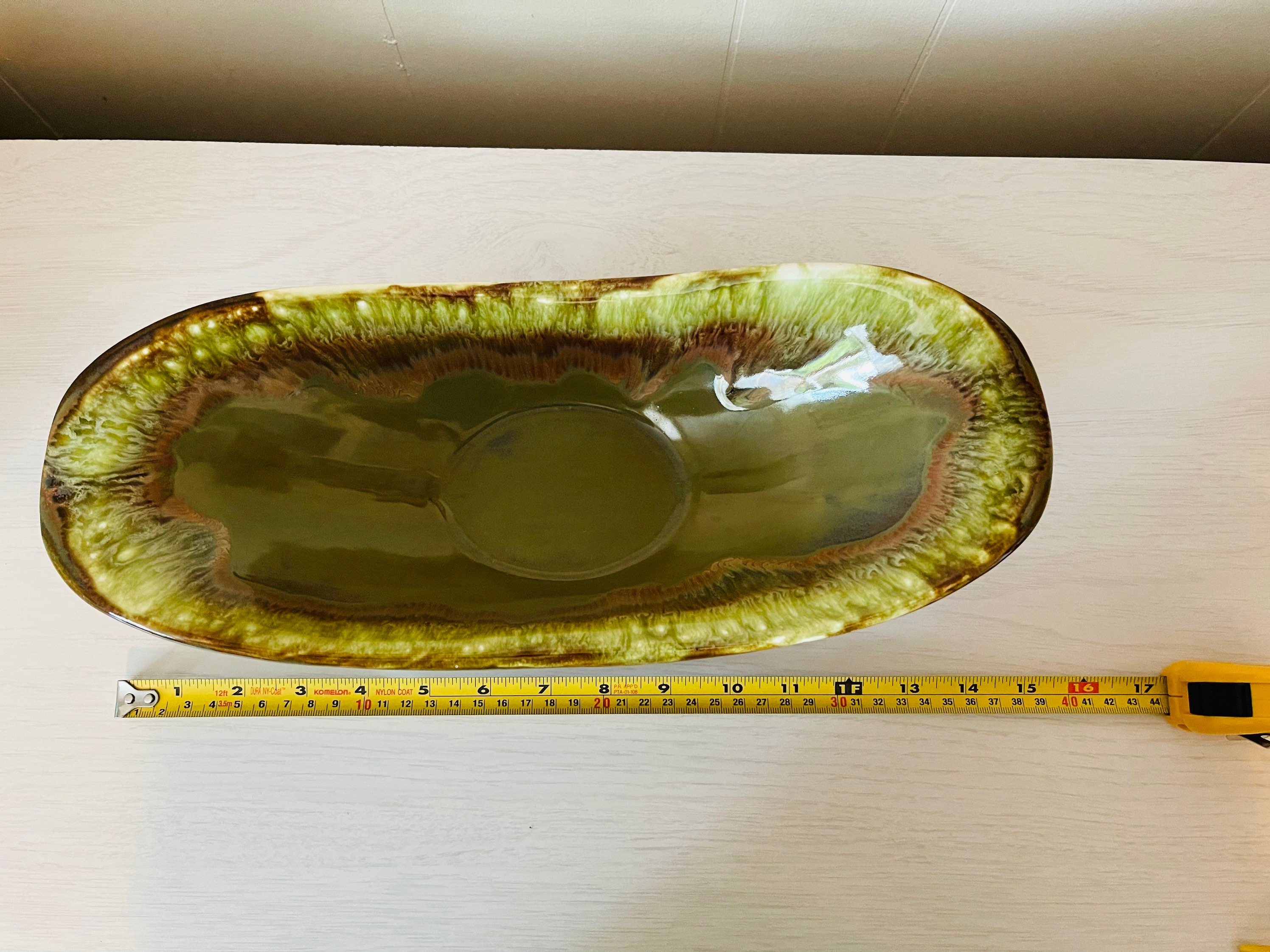 Royal Haeger Vintage Olive Green and Brown Ceramic Drip Glaze Bowl R466 ...