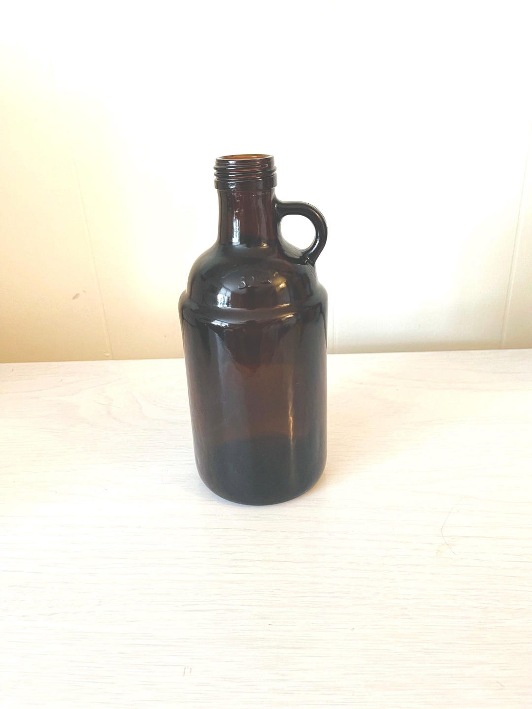 Vintage Brown Glass Bottle / Jug With Finger Loop 32 Oz - Etsy