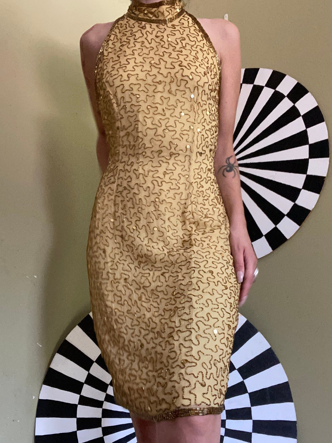 1990s Pastel Yellow Beaded Tank Mini Dress - Etsy