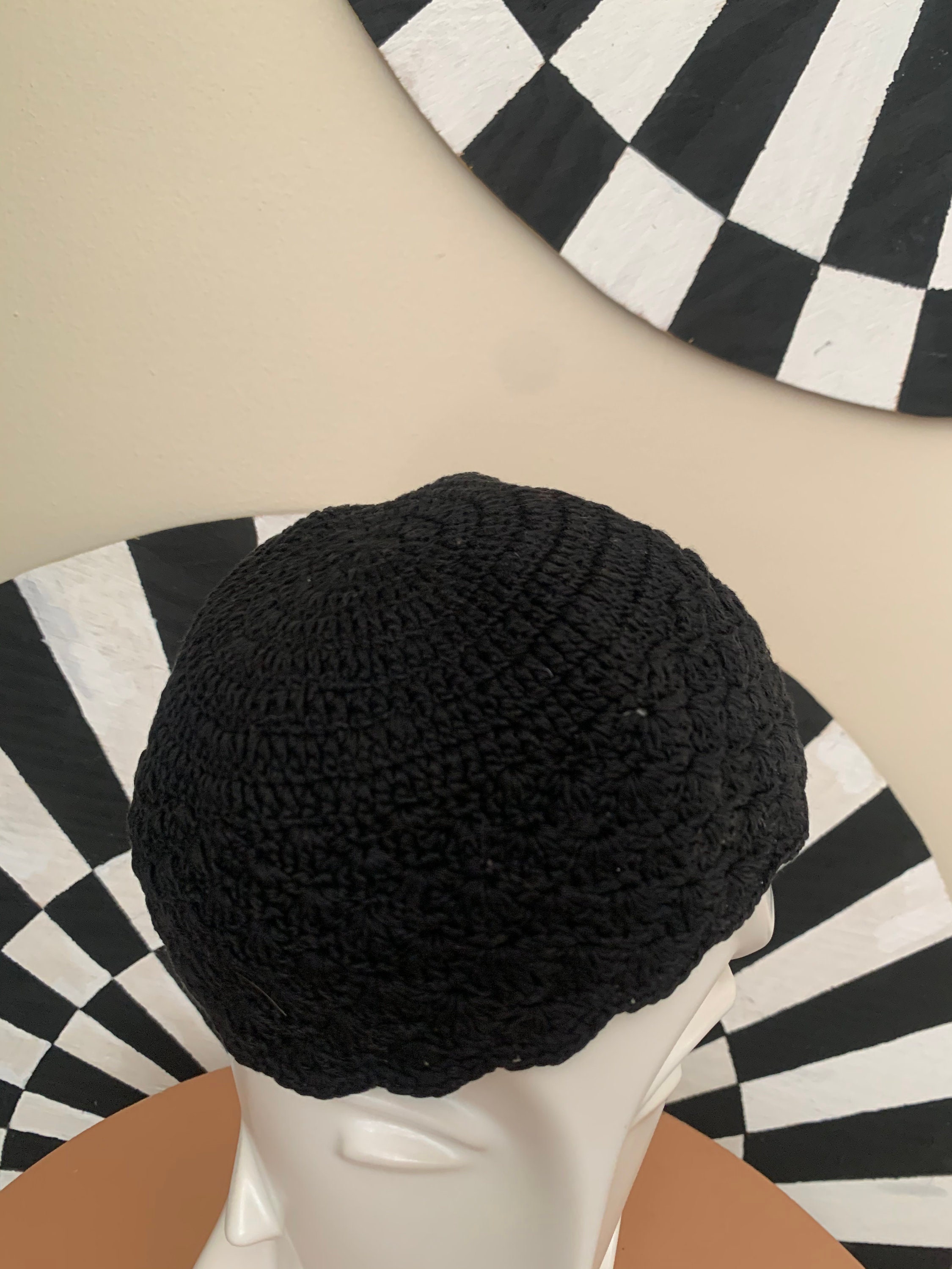 Vintage 1930s 1940s CROCHETED Small BLACK Skull Cap BERET Hat - Etsy