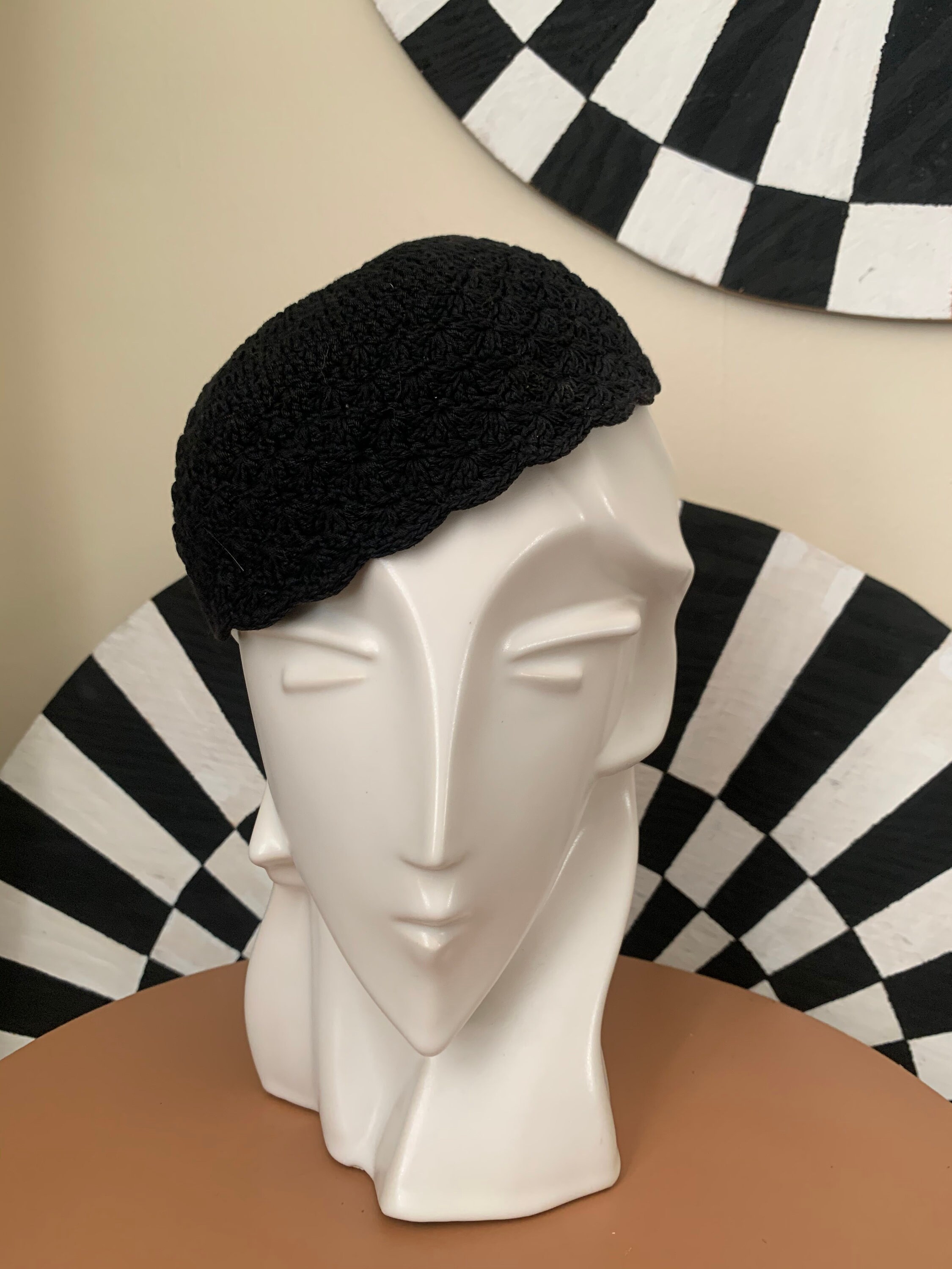 Vintage 1930s 1940s CROCHETED Small BLACK Skull Cap BERET Hat - Etsy