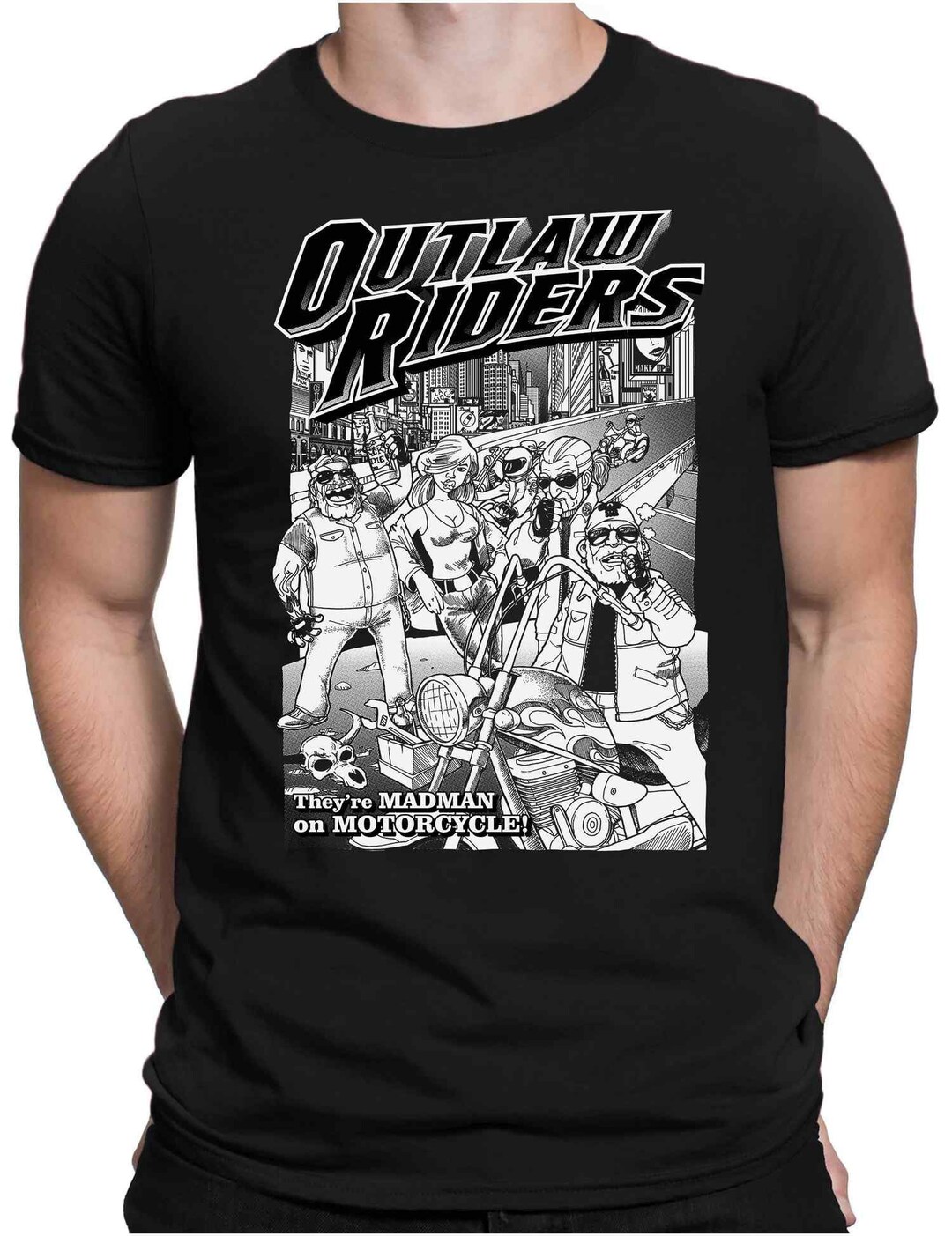 Outlaw Riders Men's Fun T-shirt Printed Small to 4XL PAPAYANA - Etsy